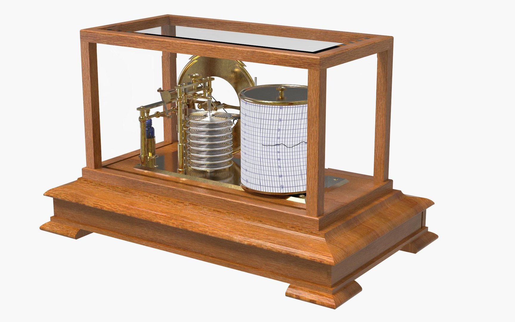 3D Antique Drum Barograph And Barometer - TurboSquid 2012527