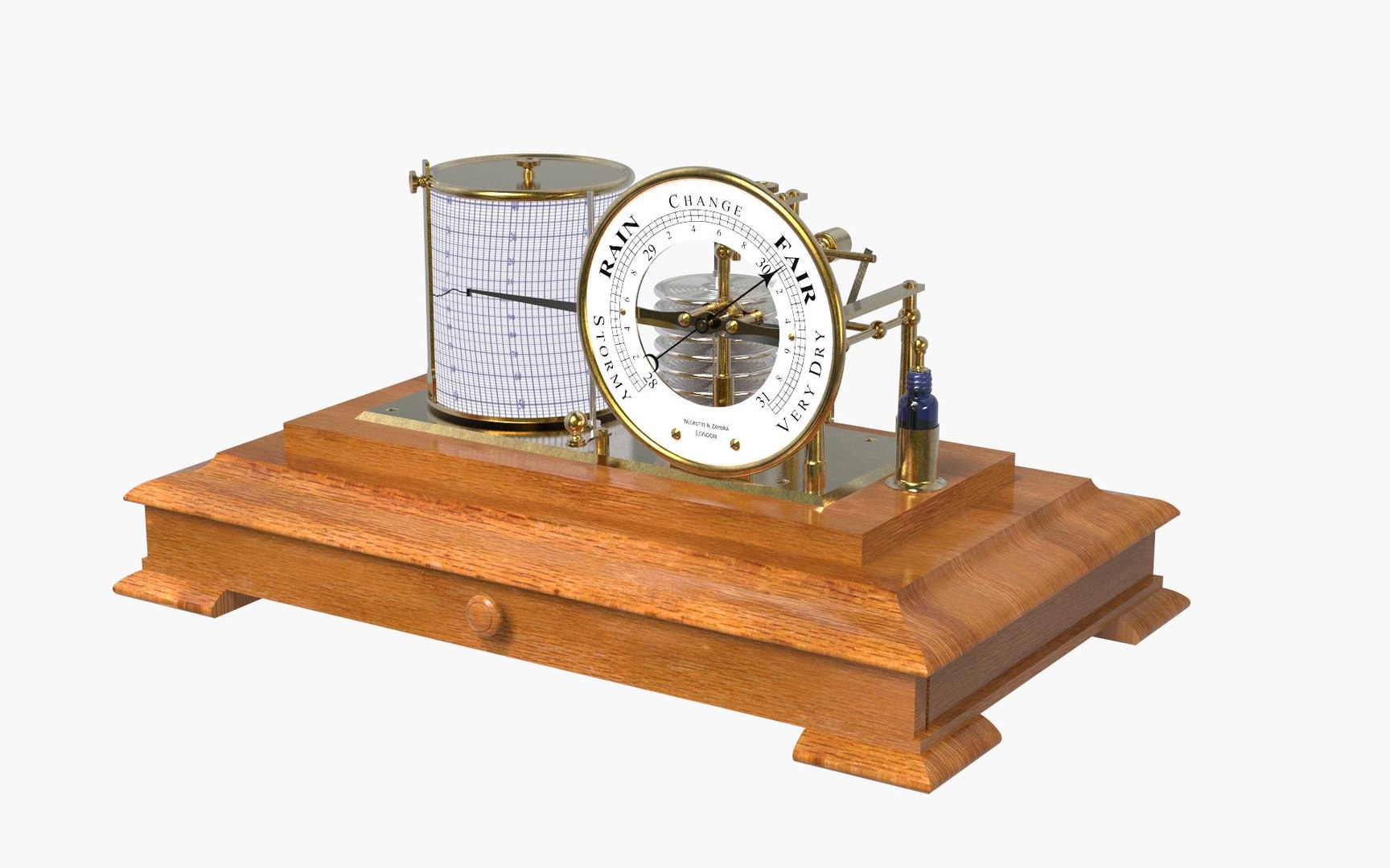 3D Antique Drum Barograph And Barometer - TurboSquid 2012527