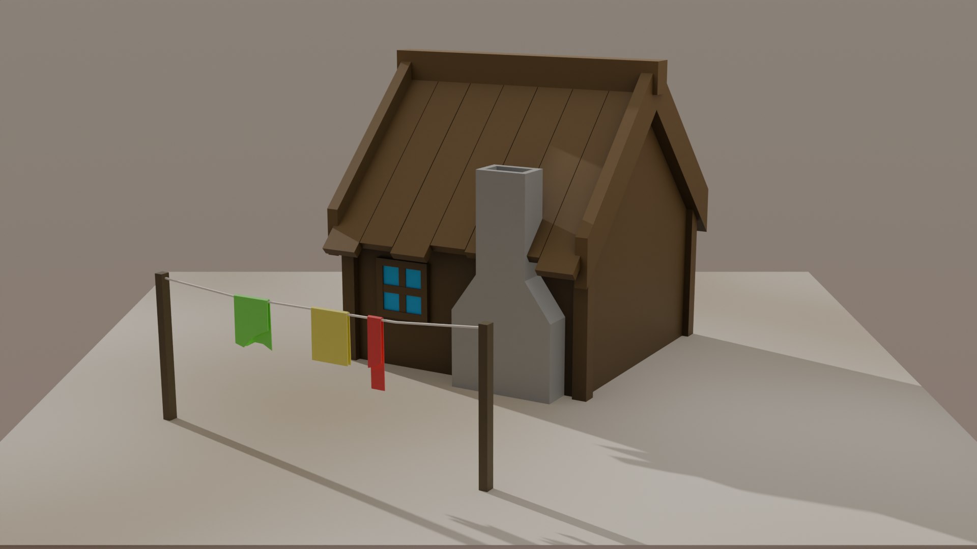 Free House And Clothesline 3D Model - TurboSquid 2207354