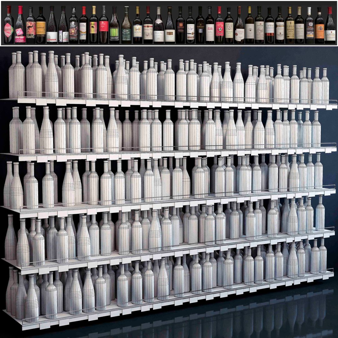 3D Showcase 008 Alcohol Bottle Wine - TurboSquid 1457720