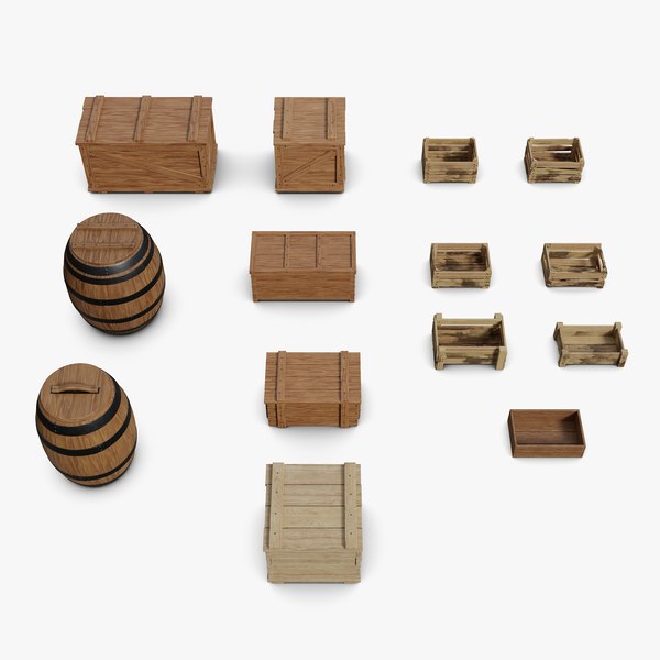 3D model Medieval Wooden Crate Pack - Clean - TurboSquid 1906156
