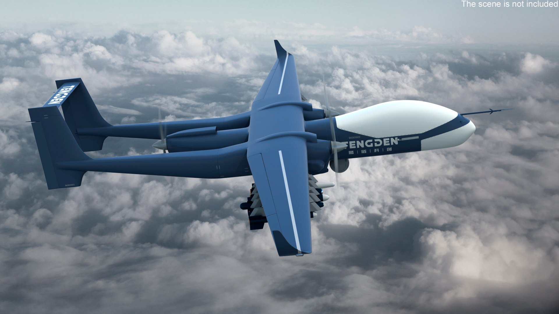 3D Tengden TB-001 Carrying Blue Arrow LJ-7 Missiles Rigged Model - TurboSquid 2051721