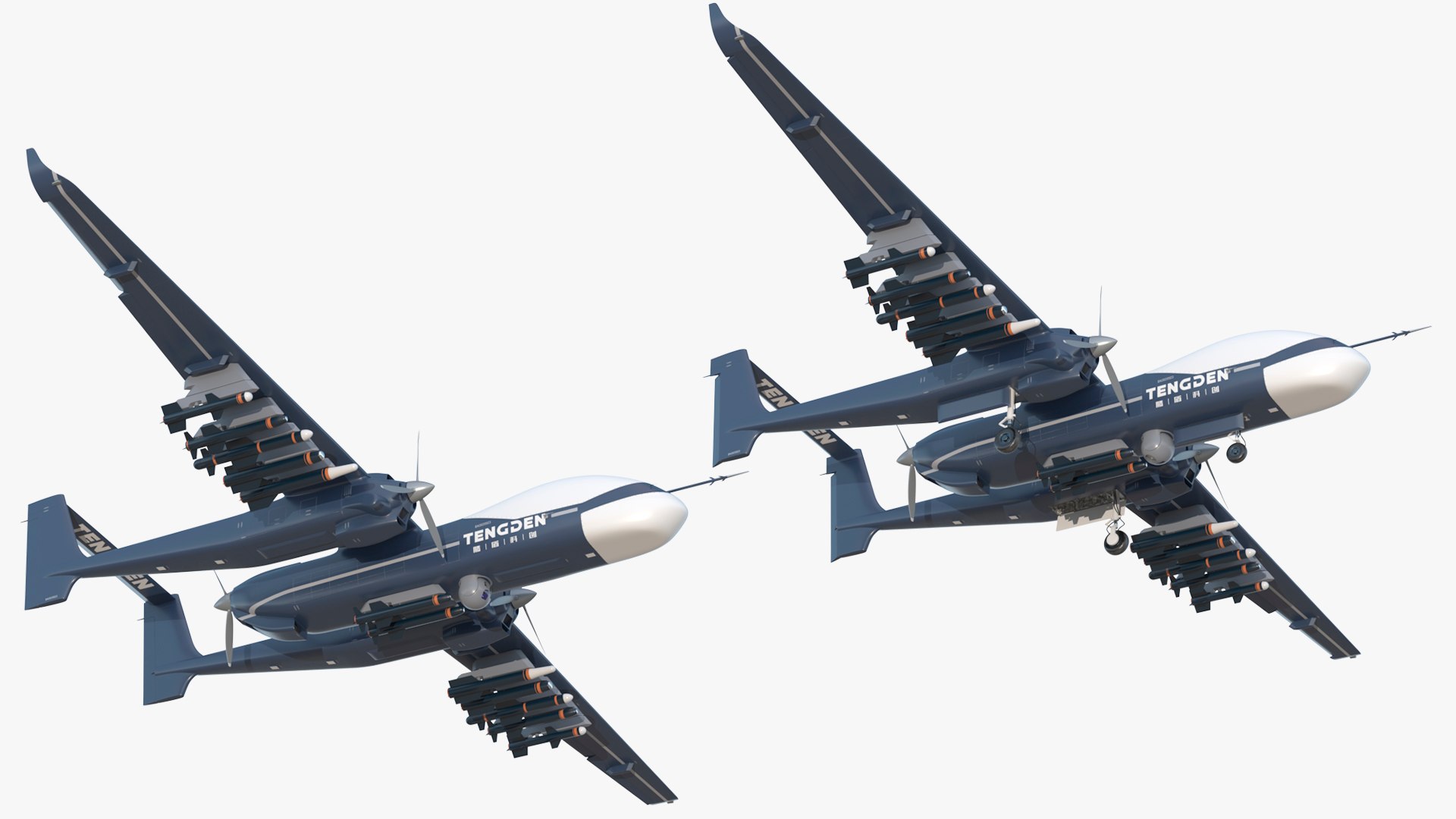 3D Tengden TB-001 Carrying Blue Arrow LJ-7 Missiles Rigged model - TurboSquid 2051721