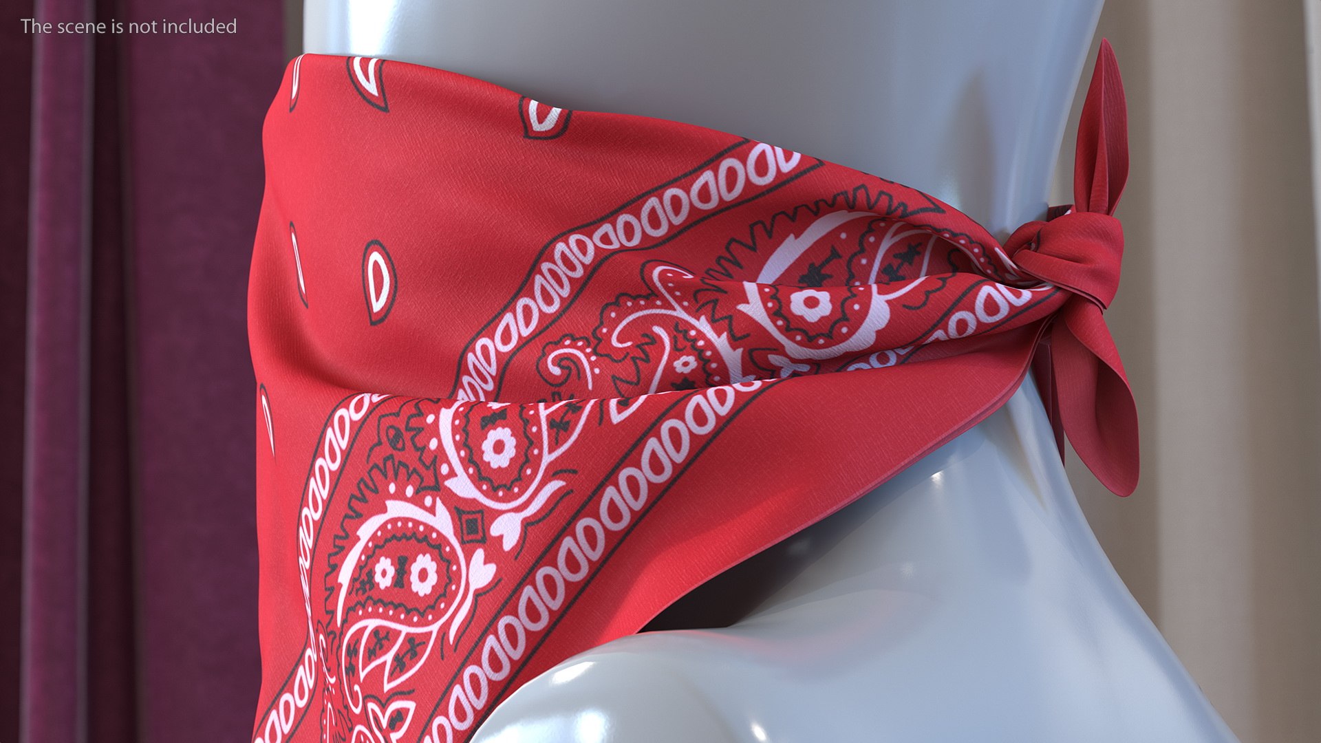 3D Model Bandana Paisley Pattern Red - TurboSquid 1862031