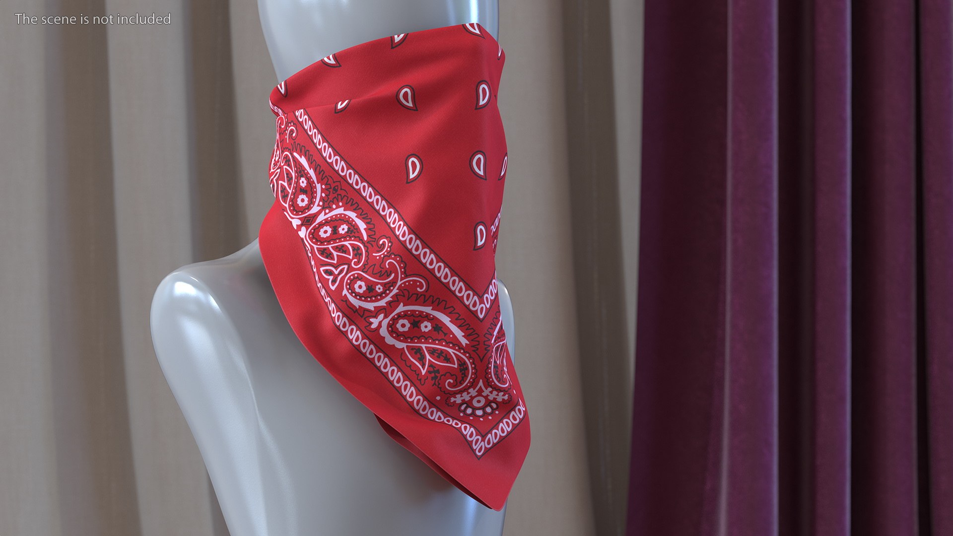 3D Model Bandana Paisley Pattern Red - TurboSquid 1862031