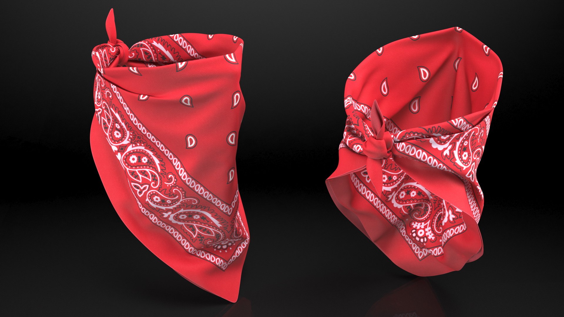 3D Model Bandana Paisley Pattern Red - TurboSquid 1862031