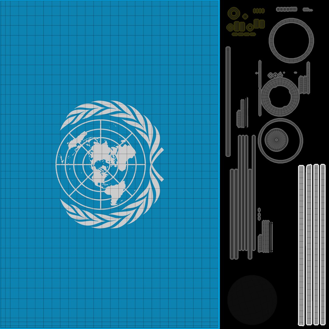 3D Table Flag UN Model - TurboSquid 1977159