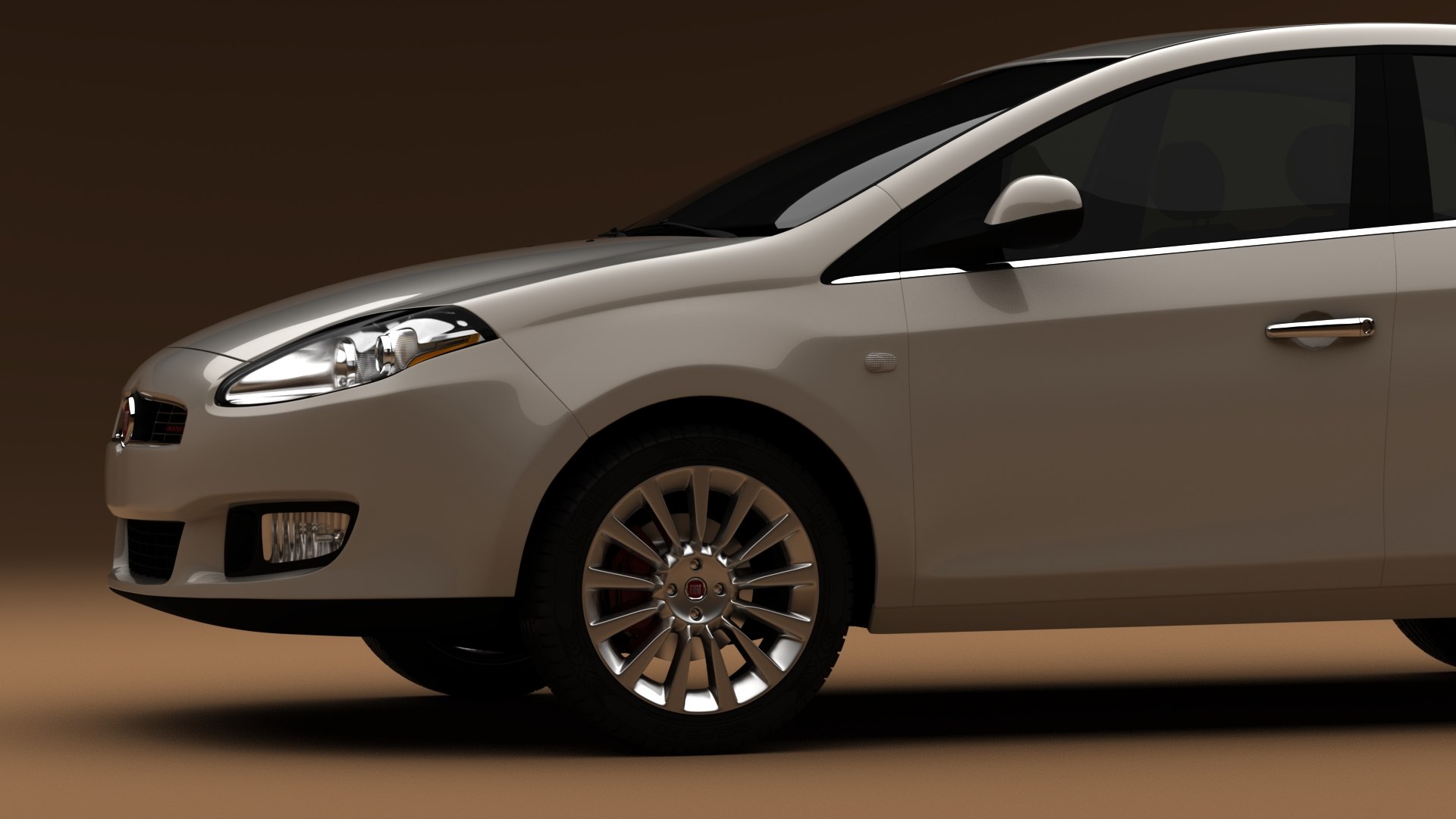 3D Fiat Bravo II 198 Realistic Model In Pastello Bianco Factory Color ...