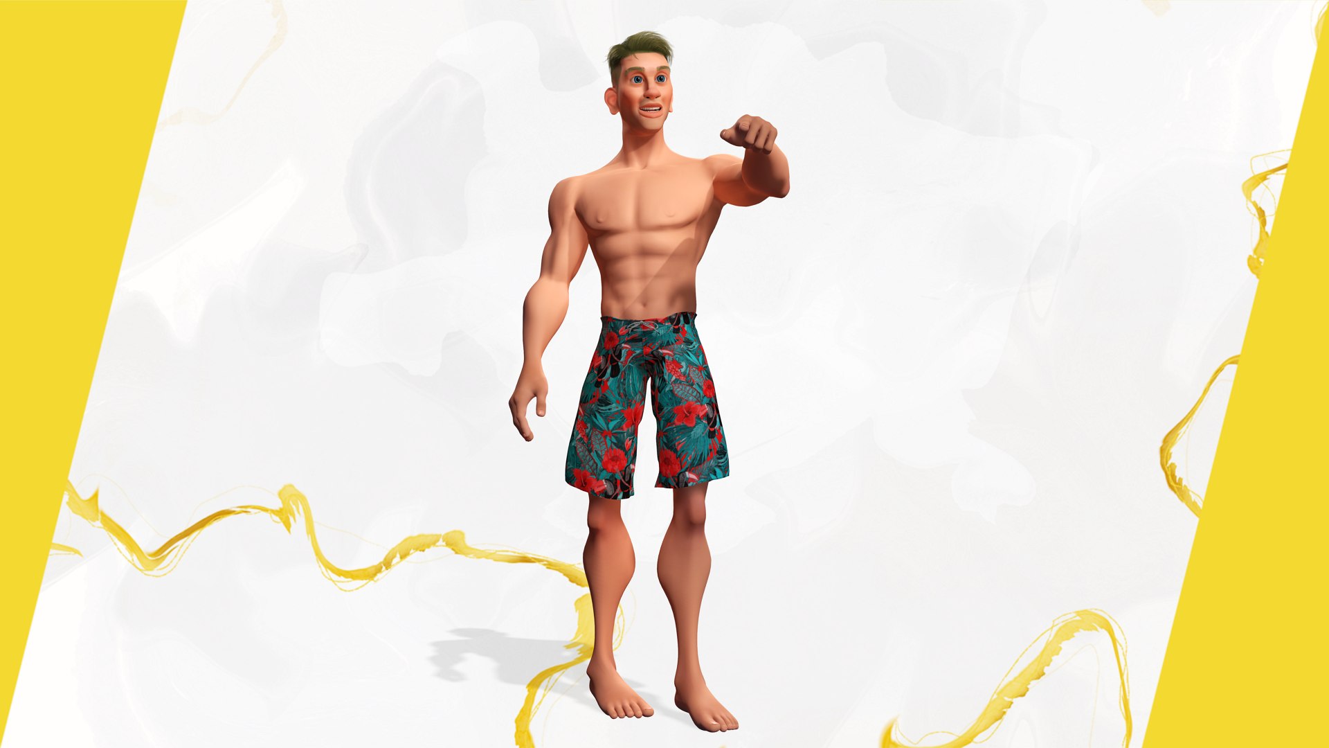 Cartoon Young Man In Swimming Trunks 3D Model - TurboSquid 2270002