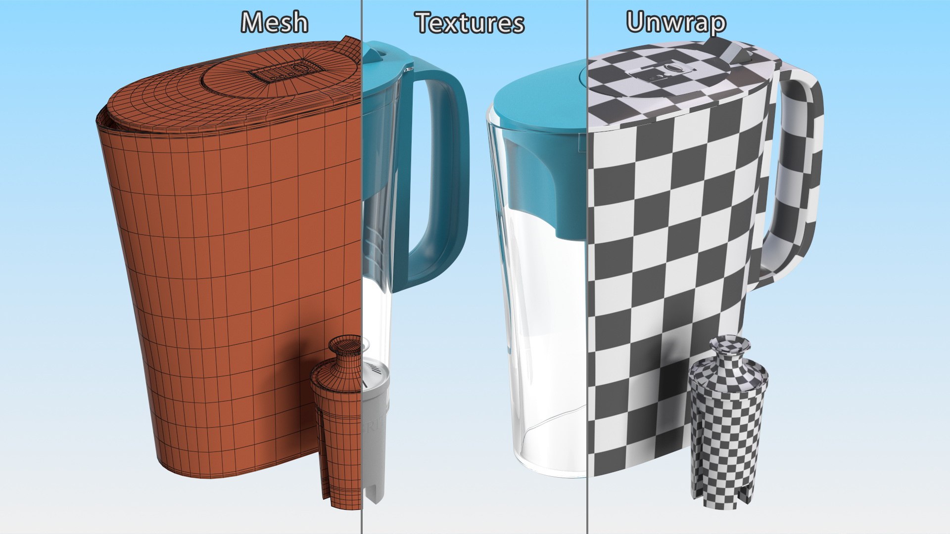 Pure Water Pitcher Turquoise With Filter 3D Model - TurboSquid 1975665