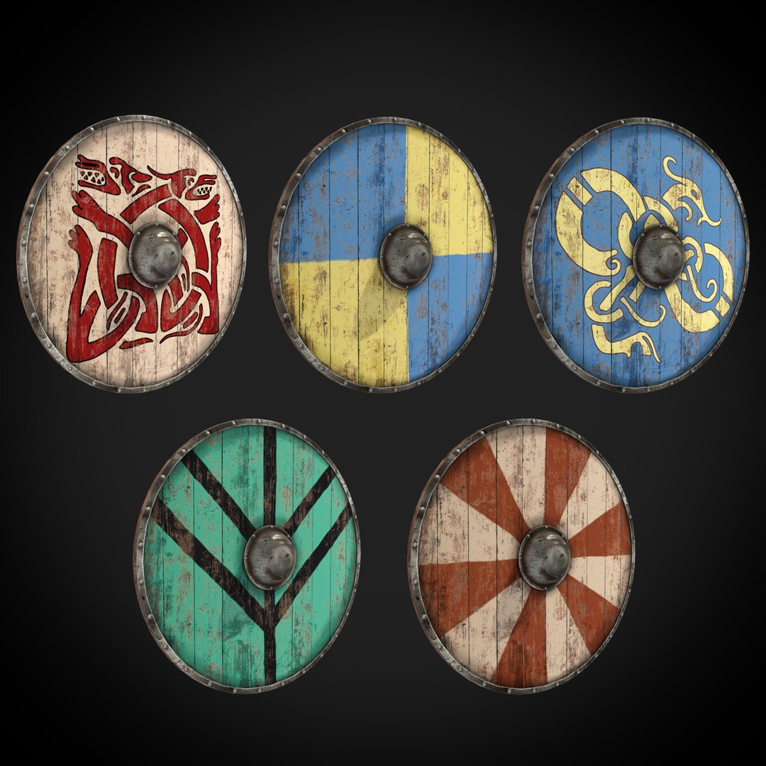 3d viking shield set model