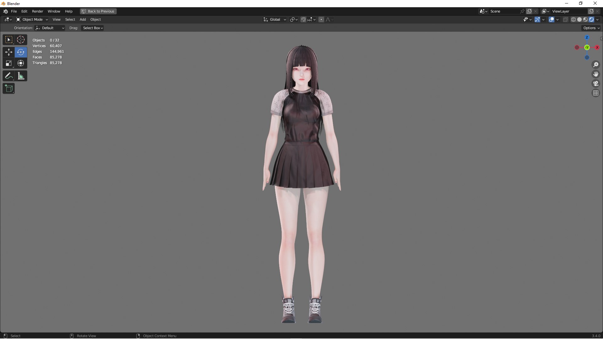 3D Emo Clothing 0002 - UE5 - Unity - Blender - Animated - Realistic Female Character ...