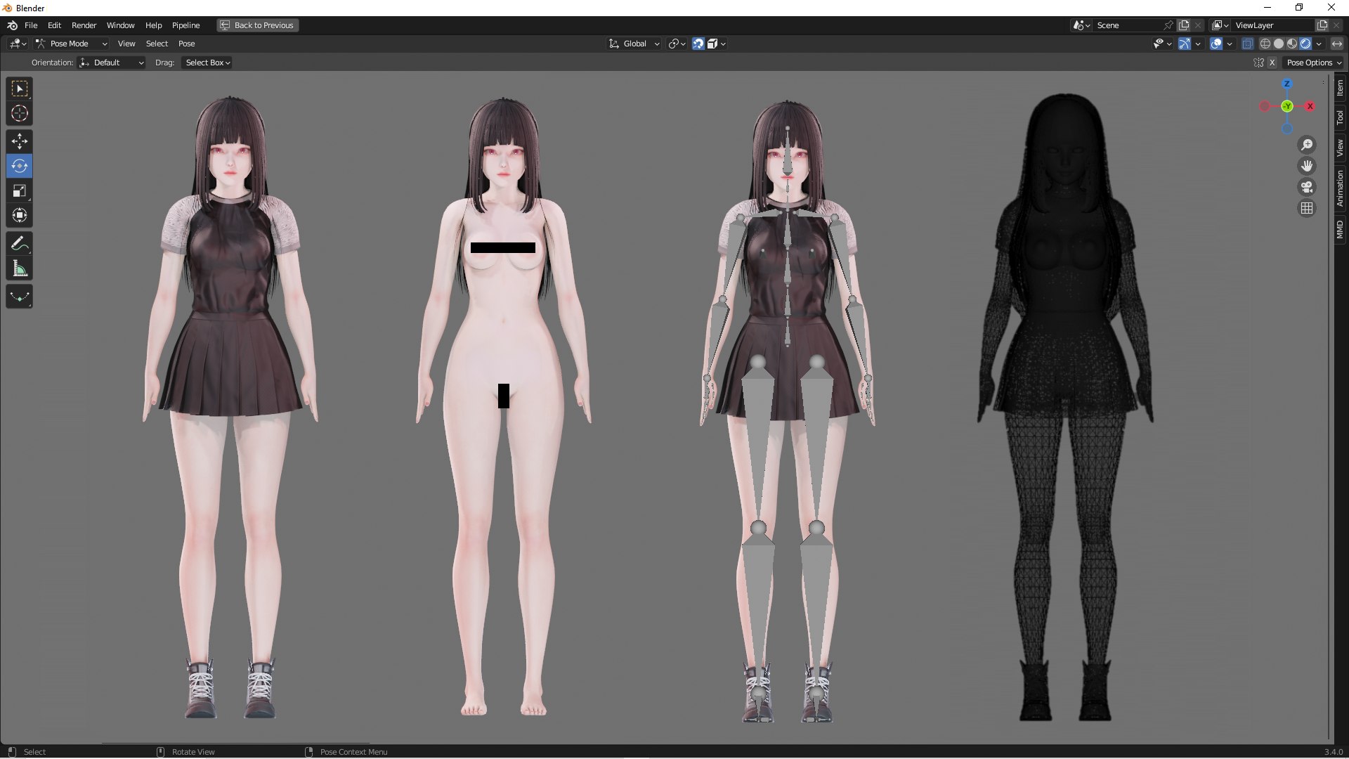 3D Emo Clothing 0002 - UE5 - Unity - Blender - Animated - Realistic Female Character ...