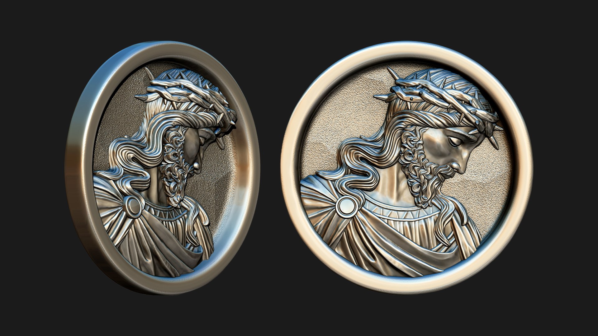 Jesus Medallion And Pendant Bas-Relief 3D Print Model 3D Model ...