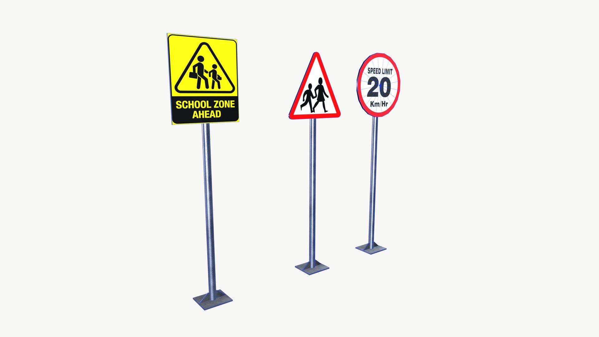 3D School Road Sign Boards - TurboSquid 2387367