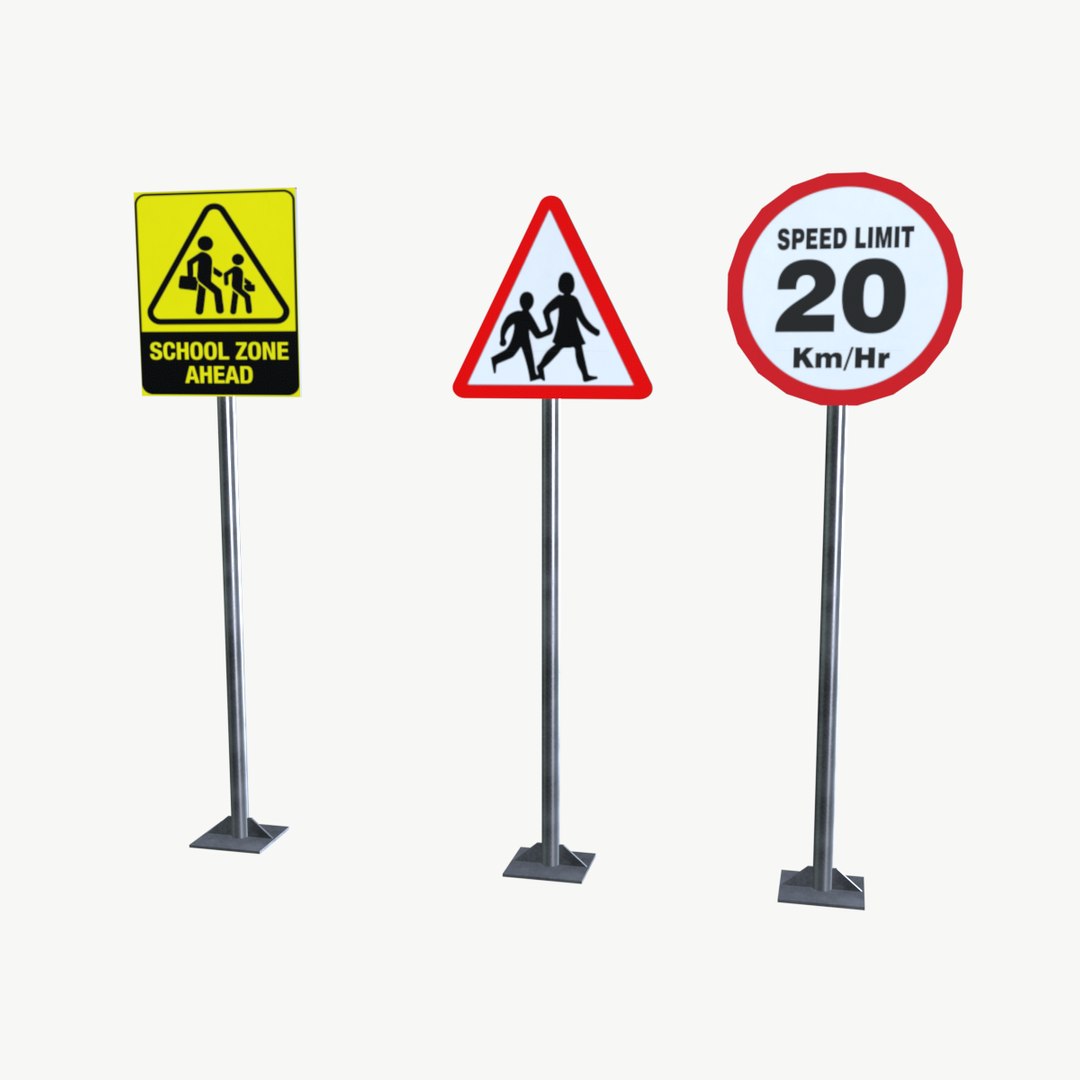 3D School Road Sign Boards - TurboSquid 2387367