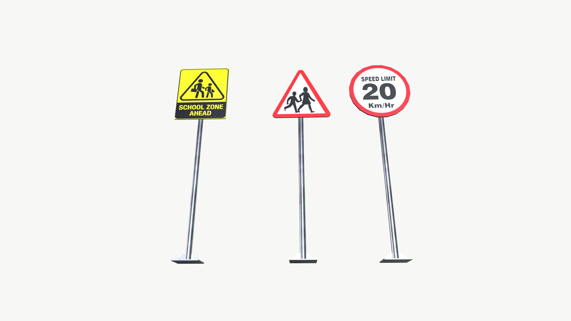 3D School Road Sign Boards - TurboSquid 2387367