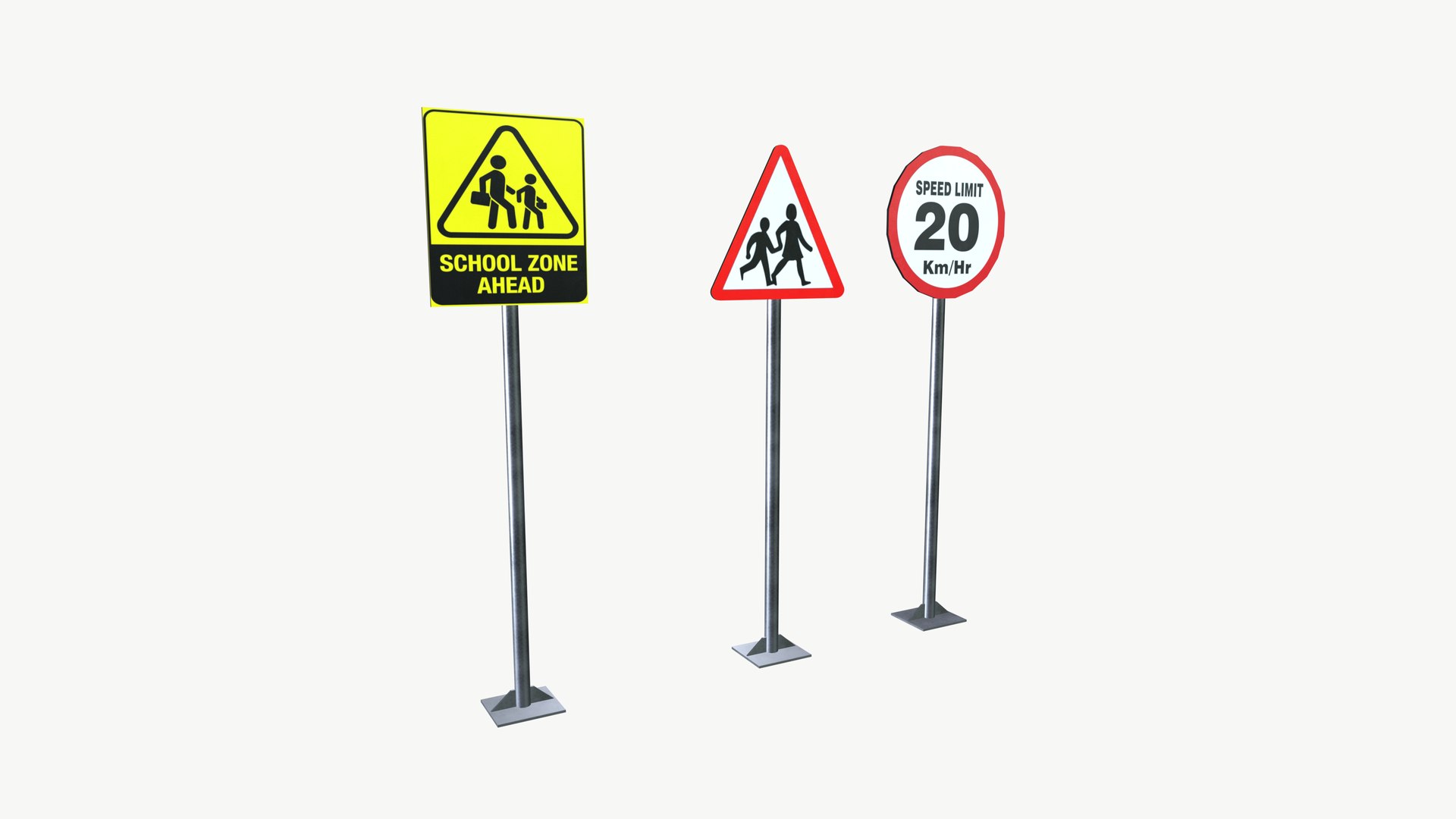 3D School Road Sign Boards - TurboSquid 2387367