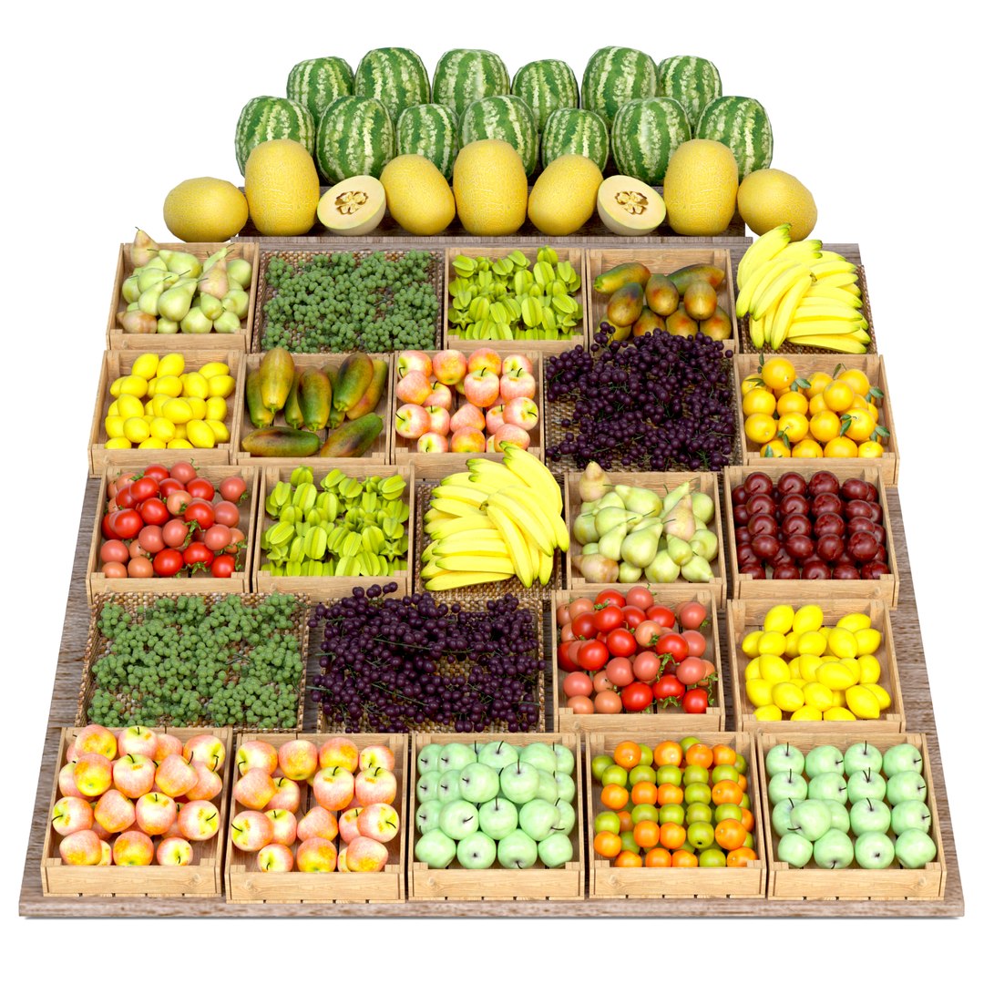 3D Shelf with fruits and vegetables 3 - TurboSquid 1754923