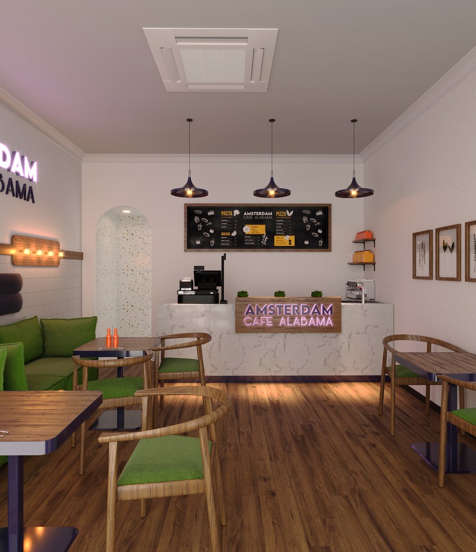 3D Cafe Interior Design Model - TurboSquid 1878661