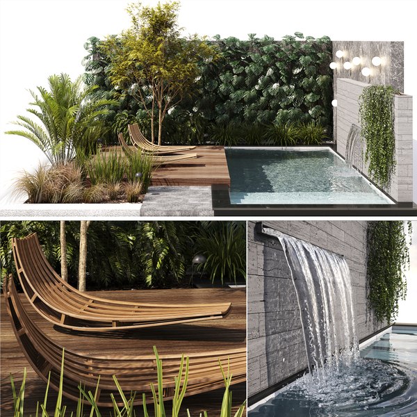 3d model stone waterfall