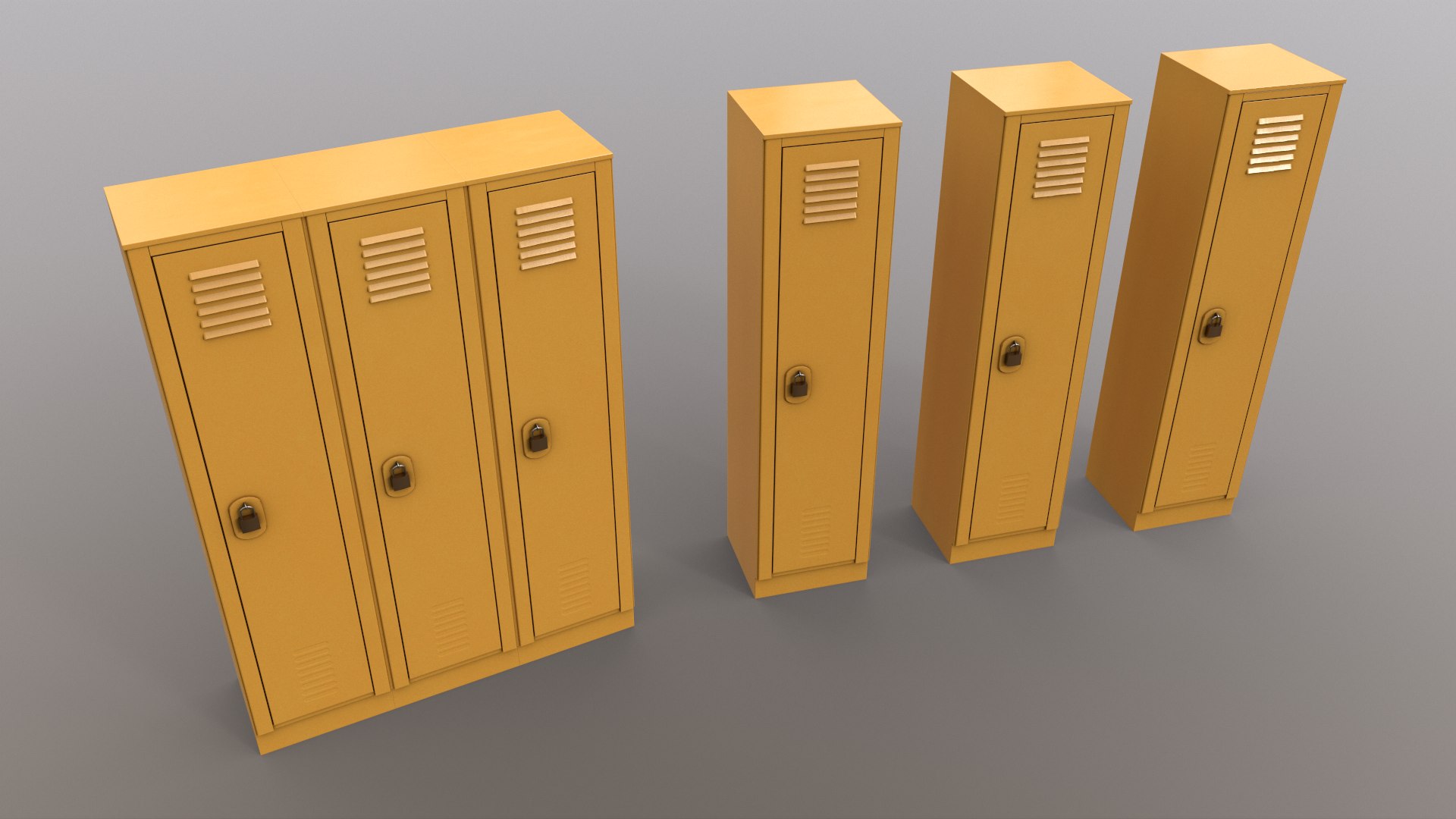 3D PBR School Gym Locker 01 - Yellow - TurboSquid 1773502