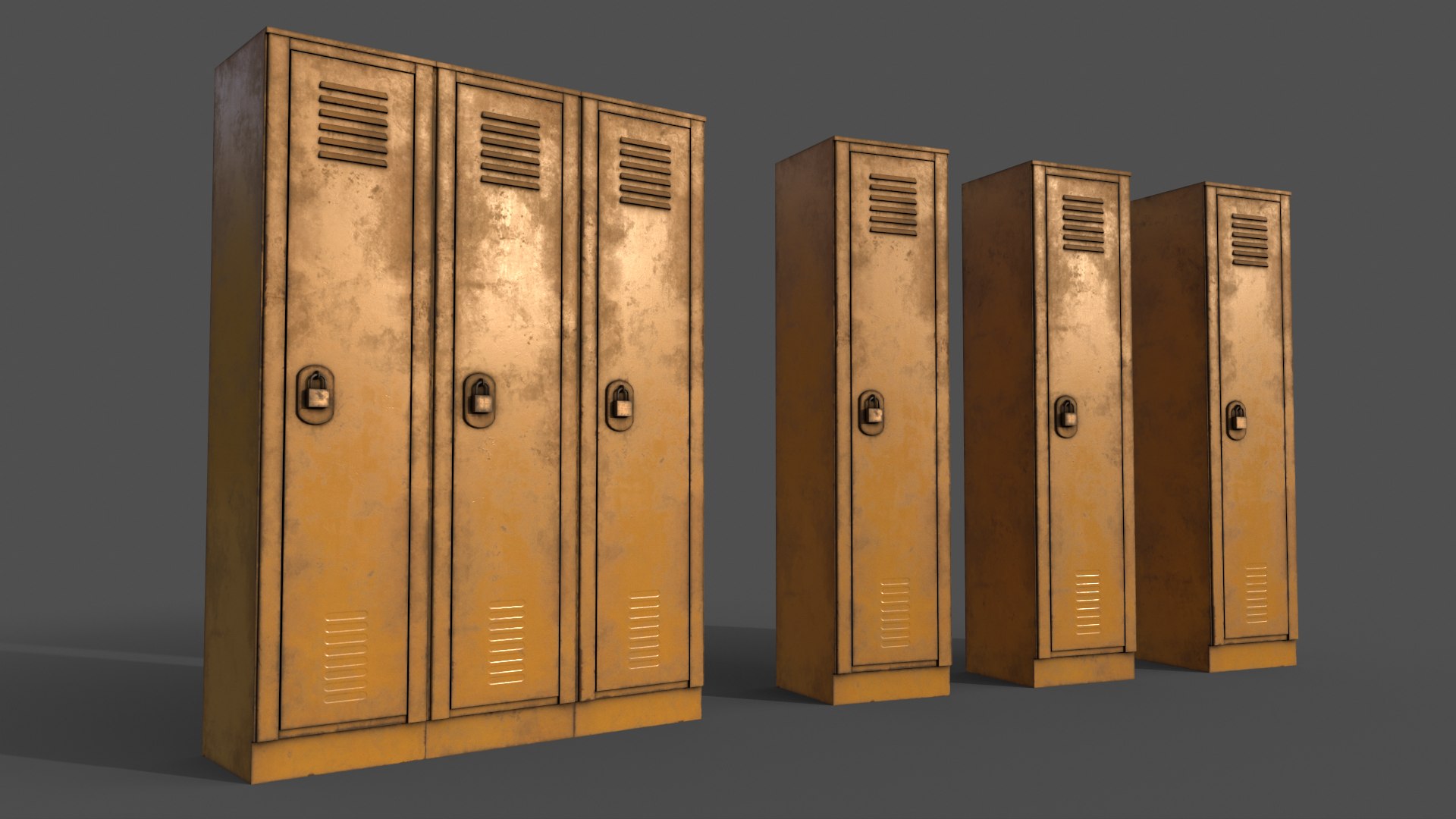 3D PBR School Gym Locker 01 - Yellow - TurboSquid 1773502