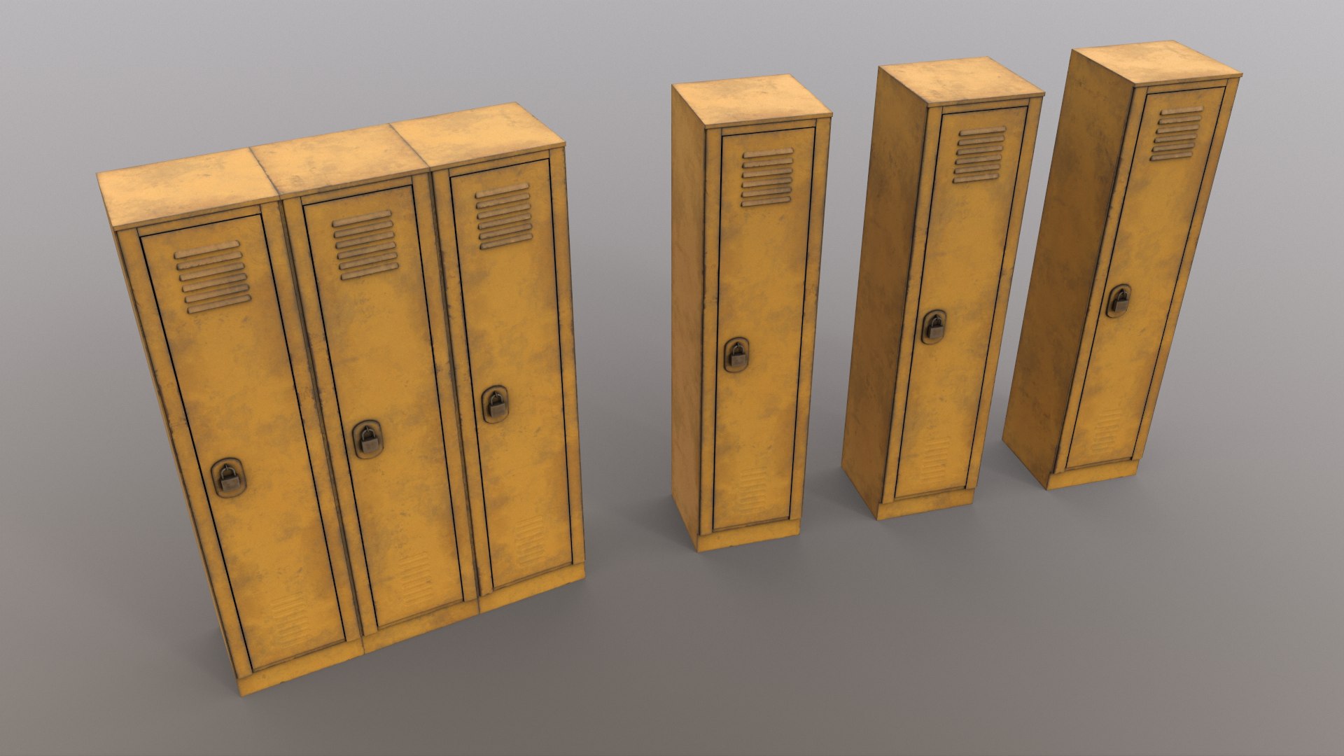 3D PBR School Gym Locker 01 - Yellow - TurboSquid 1773502