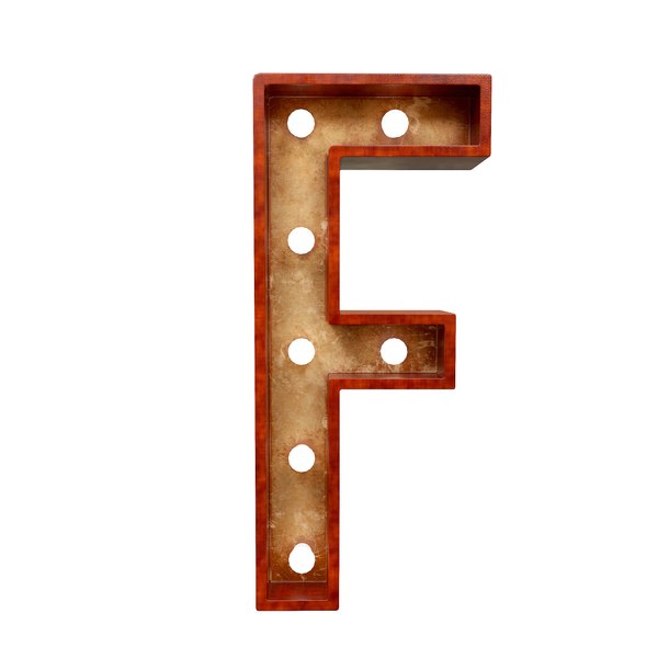 3D Marquee letter F led wooden glow sign - TurboSquid 1974373