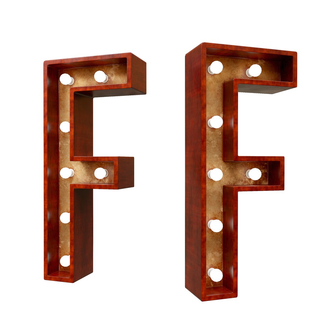 3D Marquee Letter F Led Wooden Glow Sign - TurboSquid 1974373