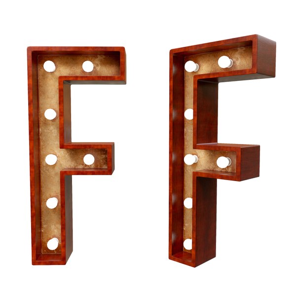 3D Marquee letter F led wooden glow sign - TurboSquid 1974373