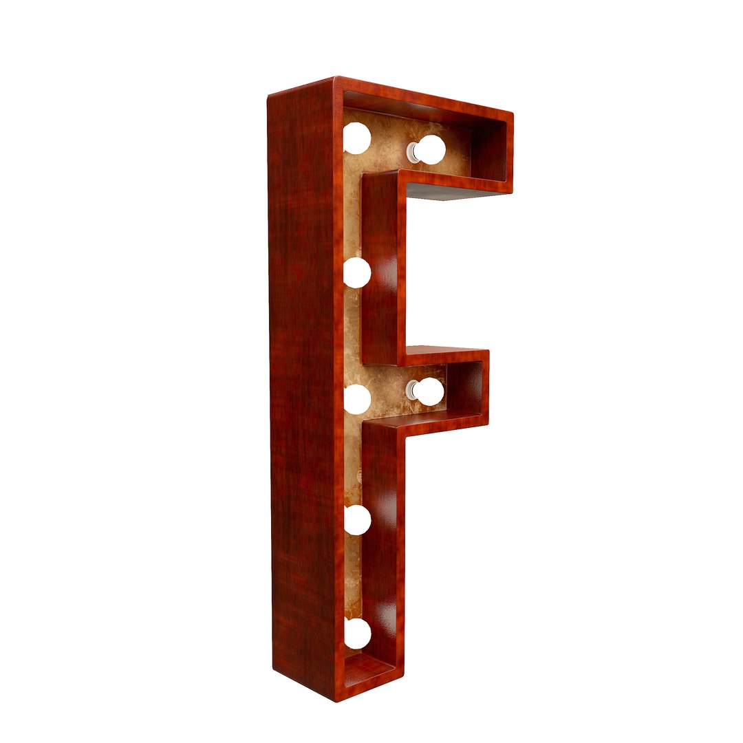 3D Marquee Letter F Led Wooden Glow Sign - TurboSquid 1974373