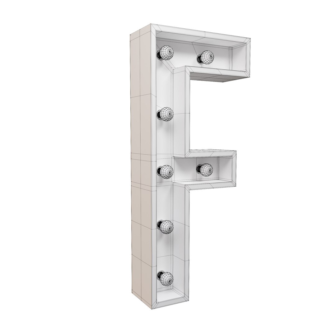 3D Marquee Letter F Led Wooden Glow Sign - TurboSquid 1974373