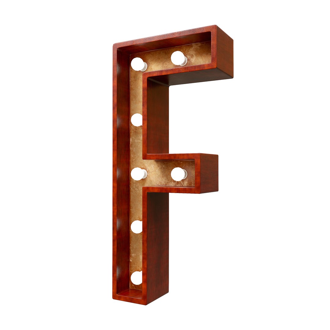 3D Marquee Letter F Led Wooden Glow Sign - TurboSquid 1974373