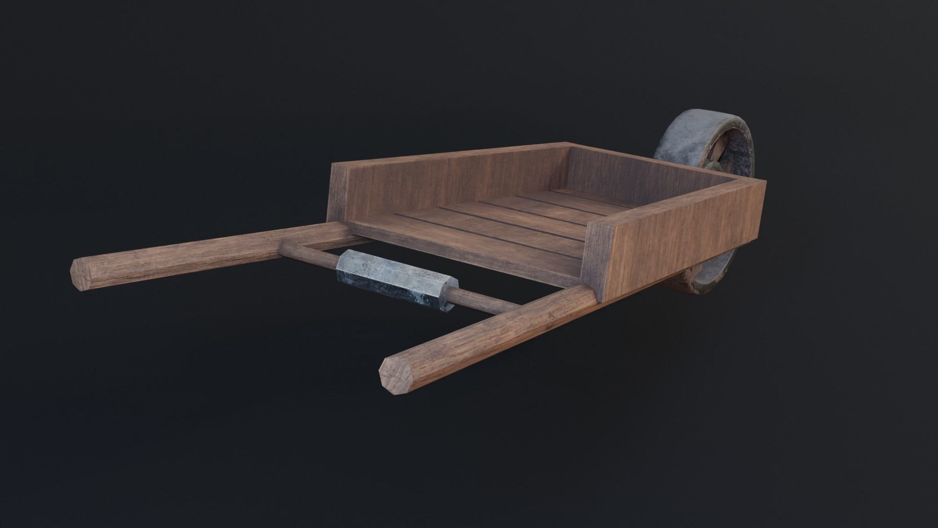 3D Medieval Wheelbarrow Game Ready Low Poly PBR 3D Model Model ...