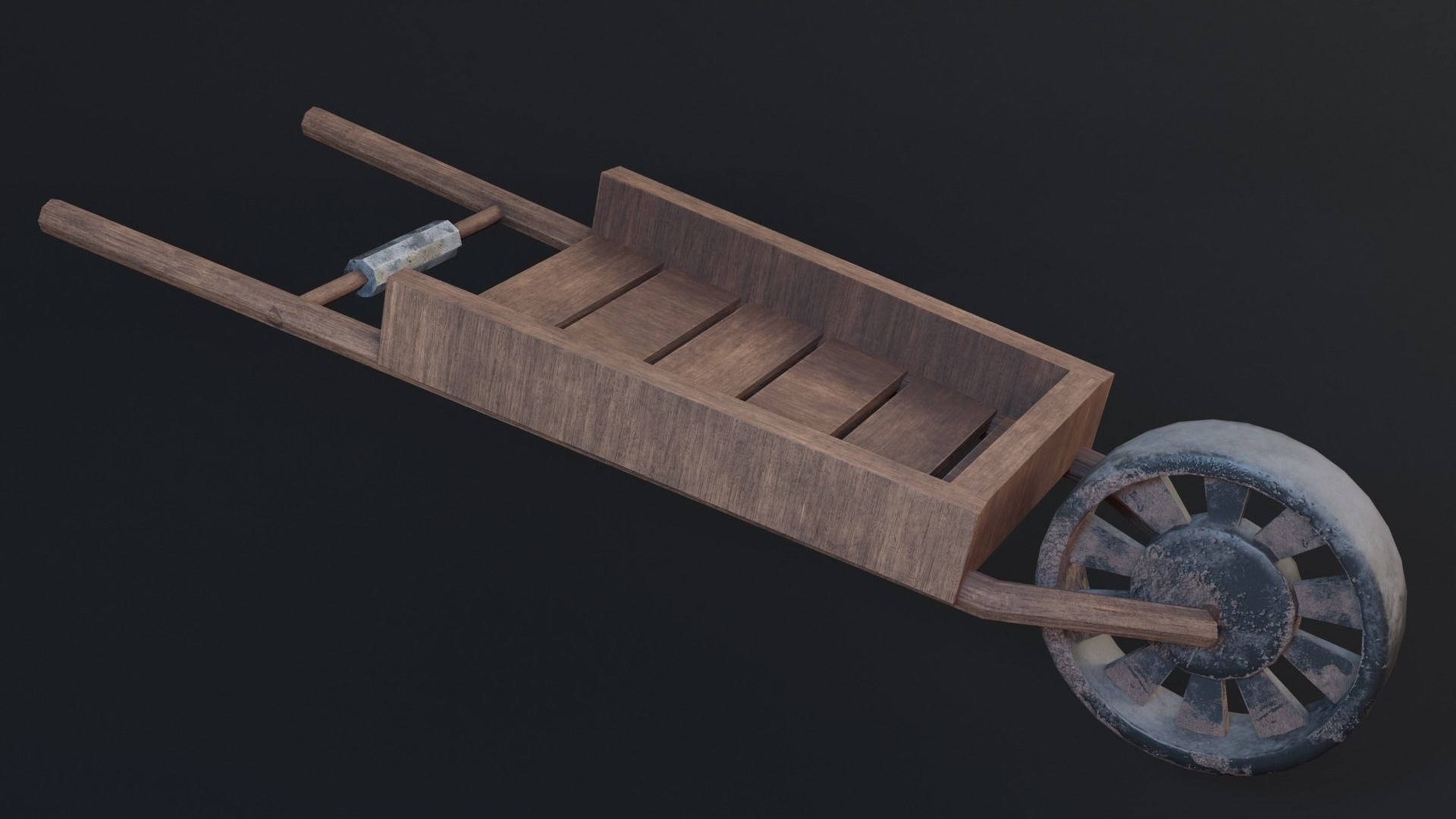 3D Medieval Wheelbarrow Game Ready Low Poly PBR 3D Model Model ...