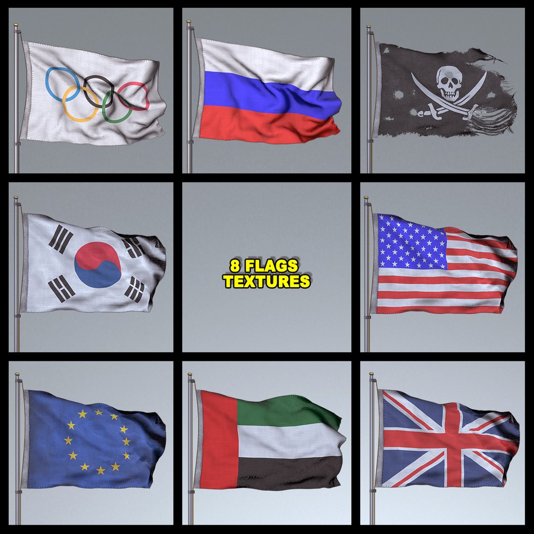 Animation Flag 3d Model