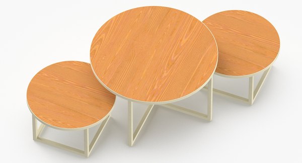 Display Round Table Set Type 03 Light Wood Beige Black Gray and White ...