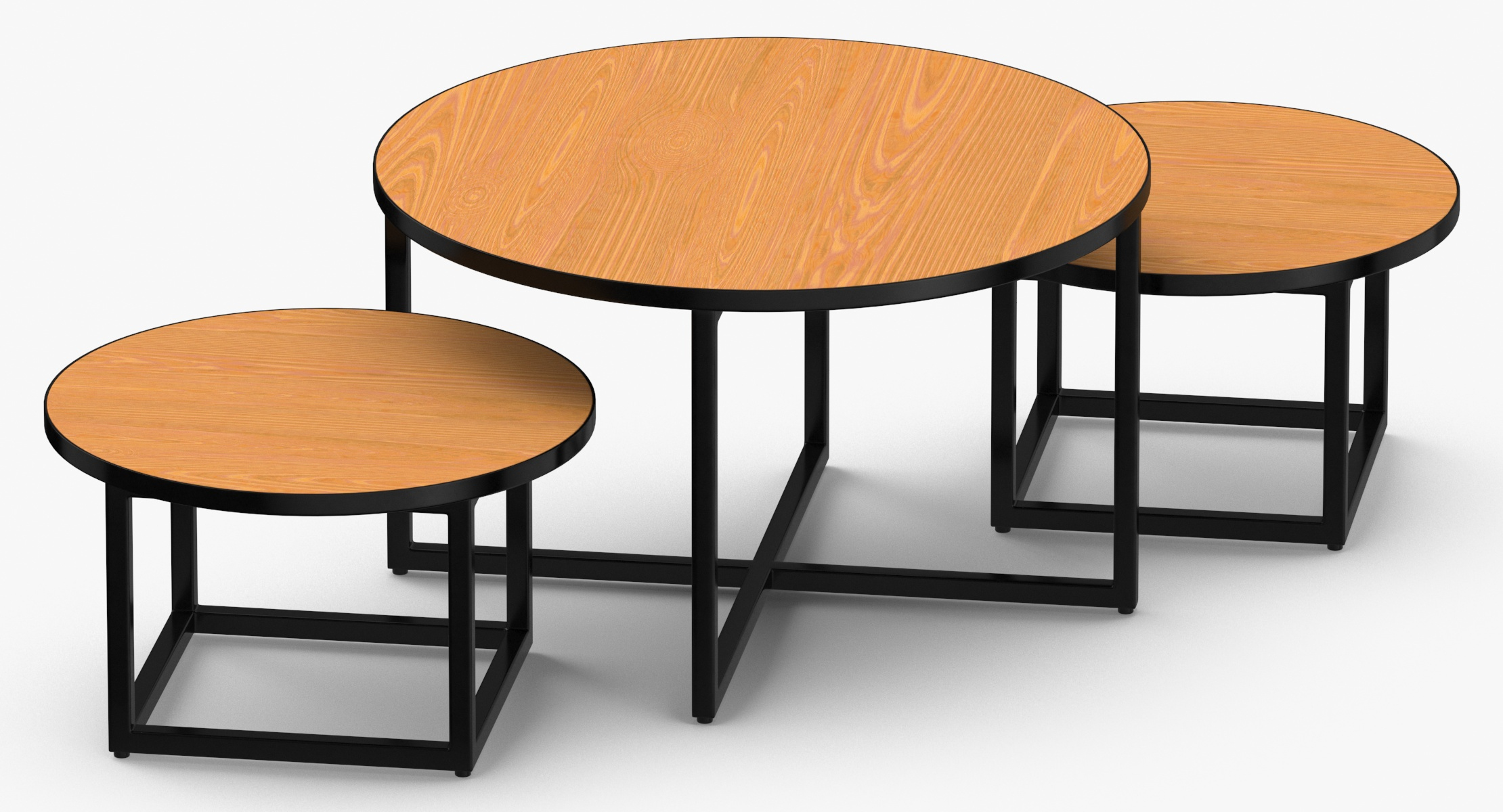 Display Round Table Set Type 03 Light Wood Beige Black Gray and White ...