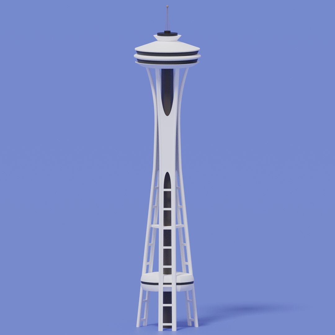 3D Cartoon Space Needle Seattle Model - TurboSquid 2252567