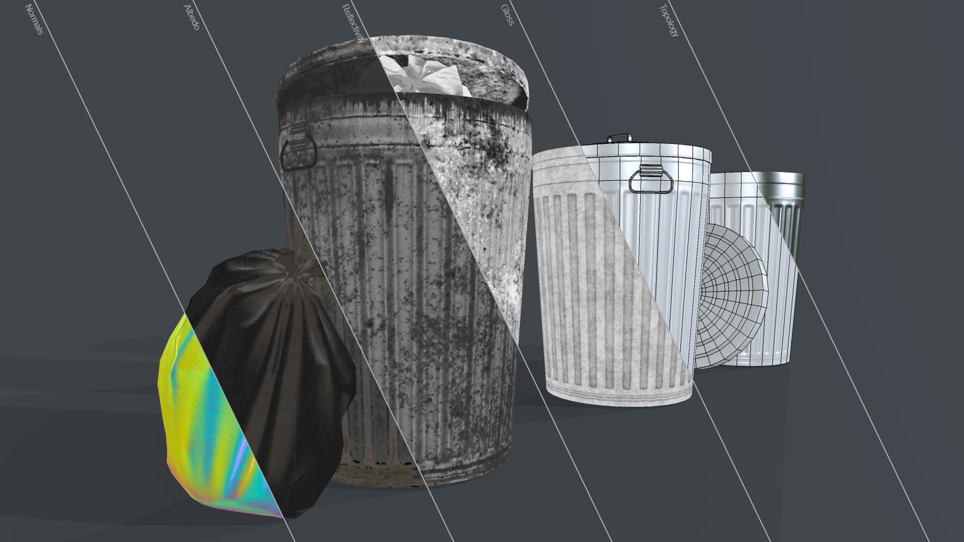 Metal Trash Garbage Bags 3D - TurboSquid 1482967