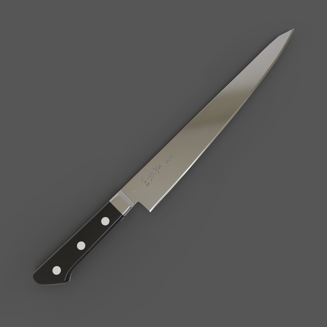 3D model kitchen knife Masamoto Virgin Carbon Steel Sujihiki HMA HC5427 ...