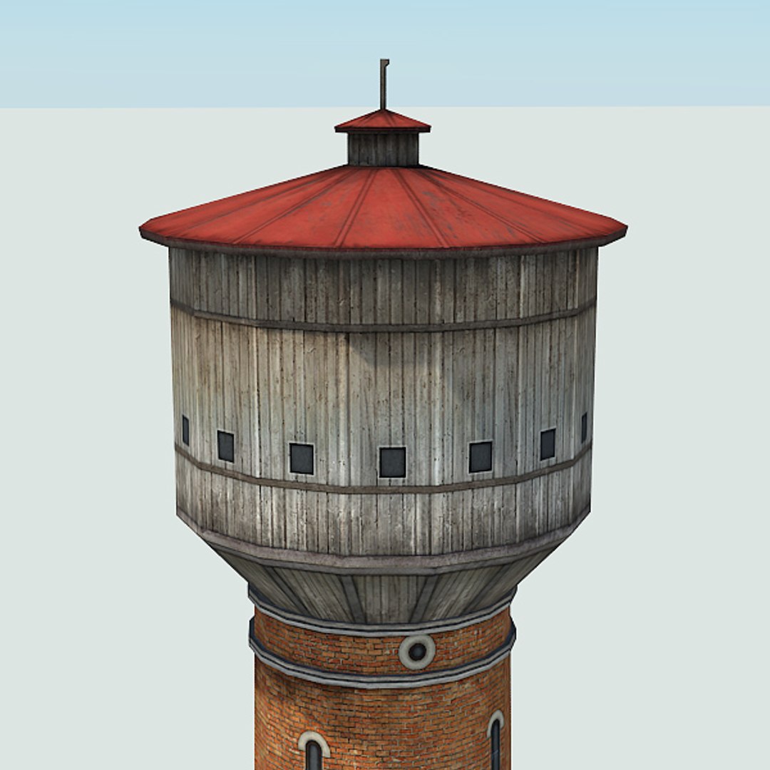 3d Low-poly Water Tower Model