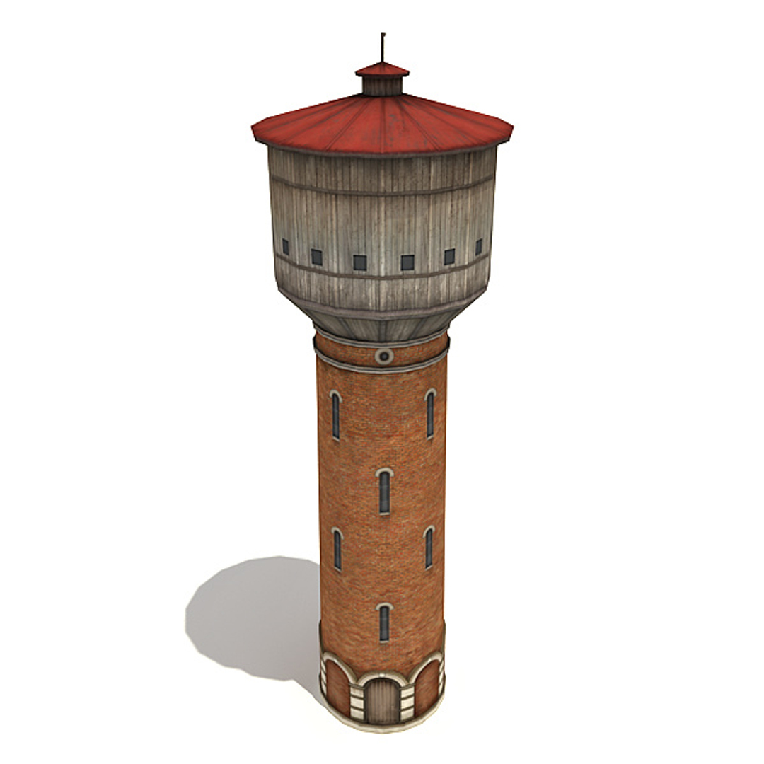 3d Low-poly Water Tower Model