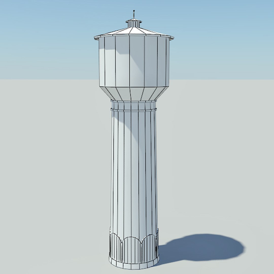 3d Low-poly Water Tower Model