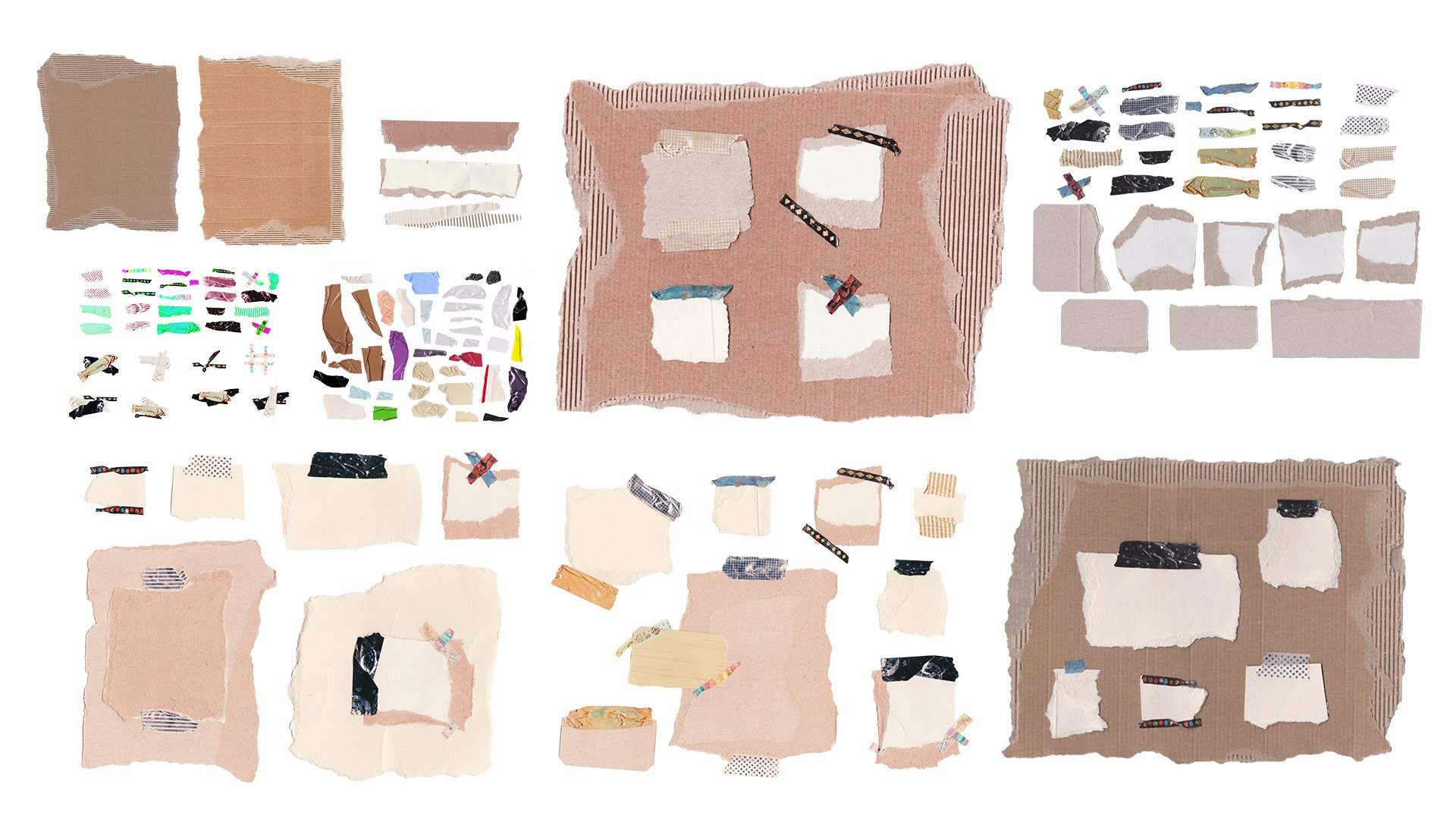 Cardboard and Cute Sticky Notes Set and seamless texture tiles model ...