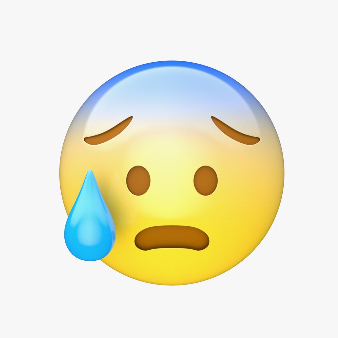 3D Apple Anxious Face with Sweat - TurboSquid 1771662