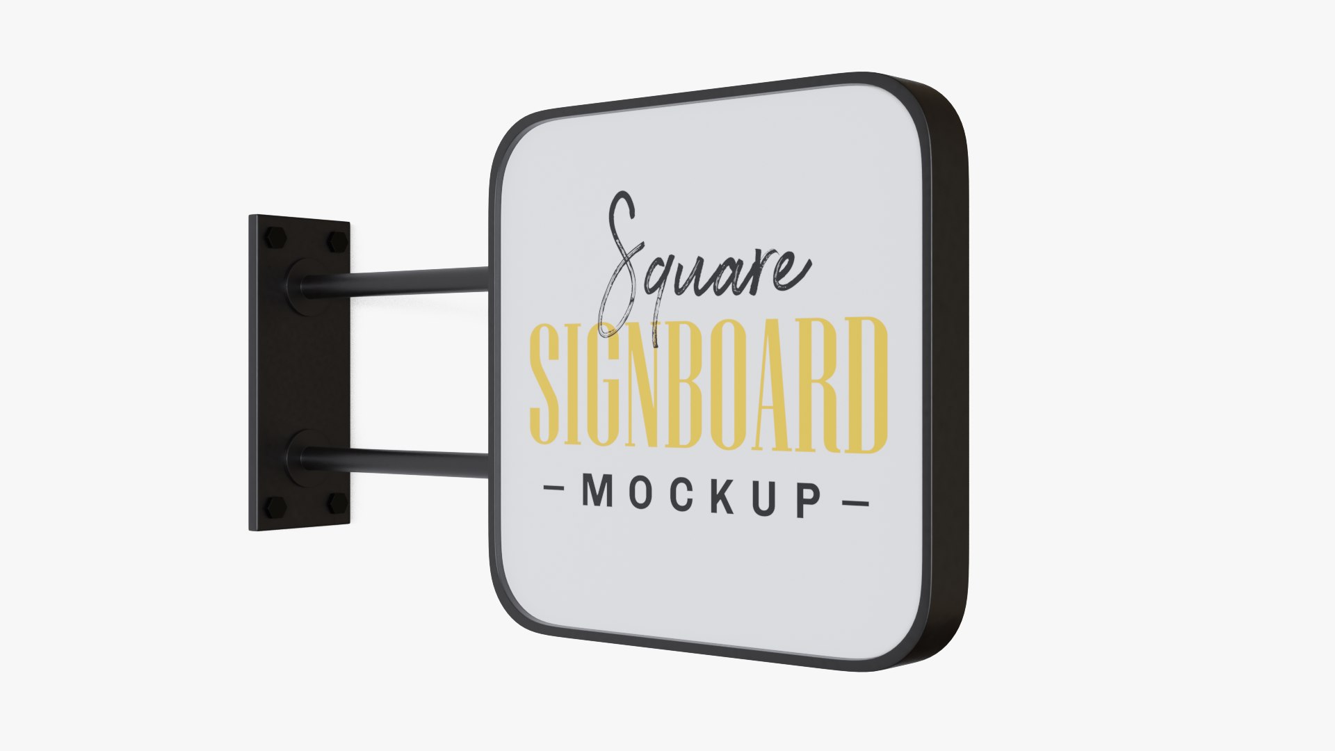 3D Model Rounded Square Signboard - TurboSquid 1662077