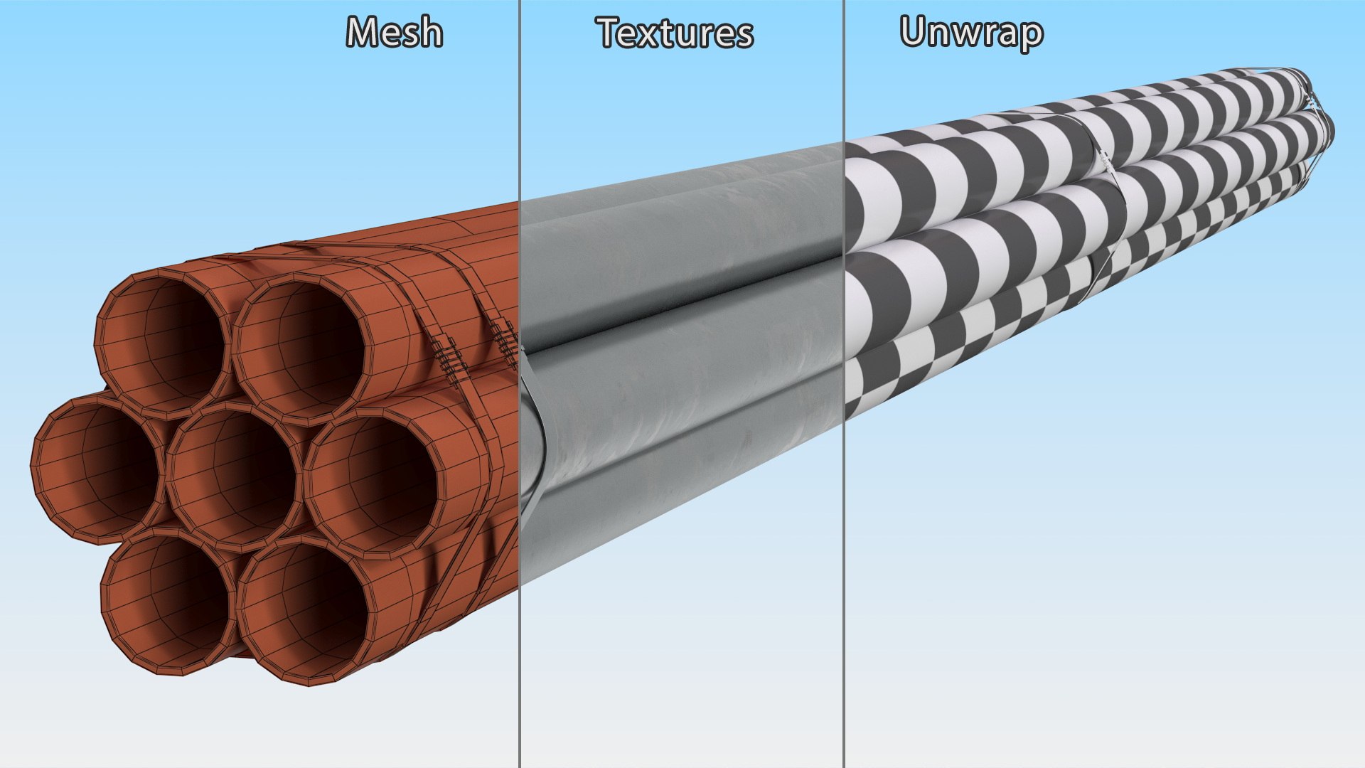 Thick Steel Pipes Bundle 6 Meters 3D Model - TurboSquid 2212193