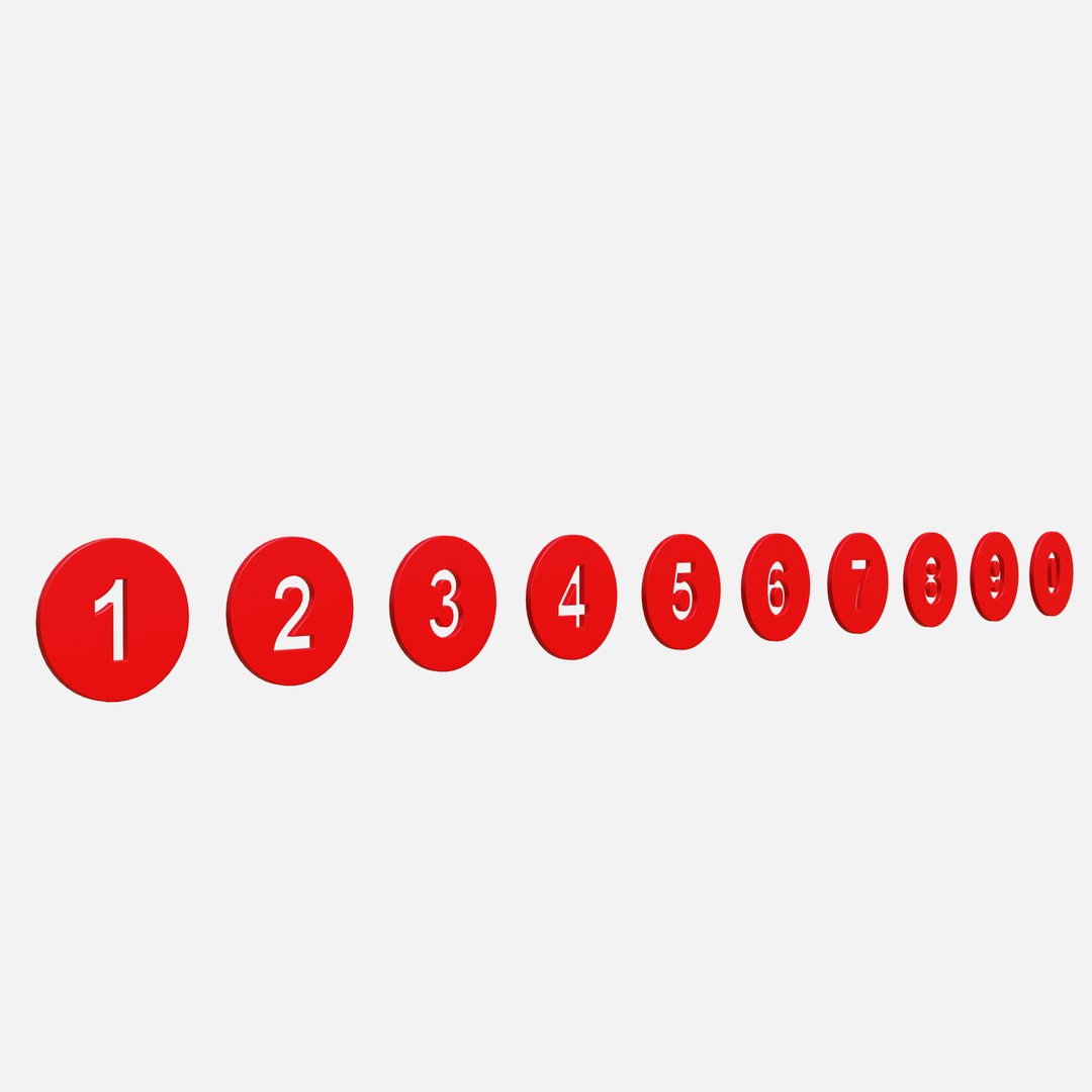 Collection Of Round Numbers Red 3D Model - TurboSquid 2339055